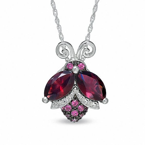 Brazilian Garnet Ladybug Pendant in Sterling Silver | Peoples Jewellers