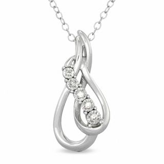 Diamond Accent Double Loop Pendant in Sterling Silver | Peoples Jewellers