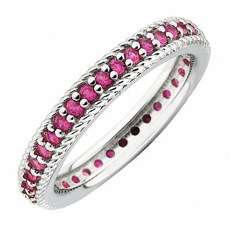 Stackable Expressions™ Lab-Created Ruby Eternity Ring in Sterling Silver | Peoples Jewellers