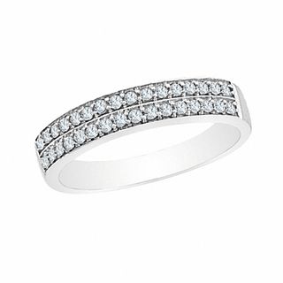 0.50 CT. T.W. Diamond Double Row Wedding Band in 10K White Gold ...