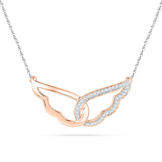 0.13 CT. T.W. Diamond Wings Necklace in 10K Rose Gold | Peoples Jewellers