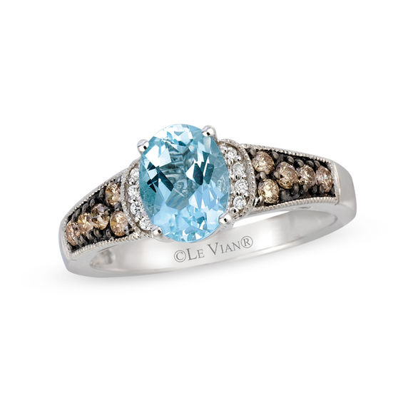 Le Vian® Sea Blue Aquamarine™ and 0.28 CT. T.W. Diamond Ring in 14K ...
