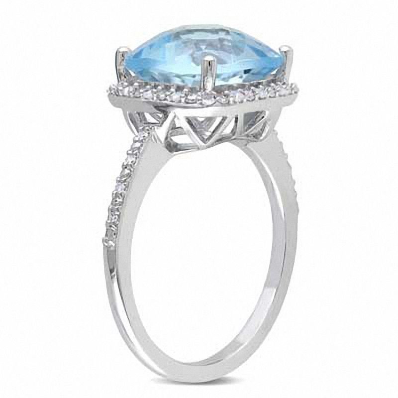 10.0mm Cushion-Cut Blue Topaz and 0.10 CT. T.W. Diamond 10.0mm Cushion-Cut Blue Topaz and 0.10 CT. T.W. Diamond