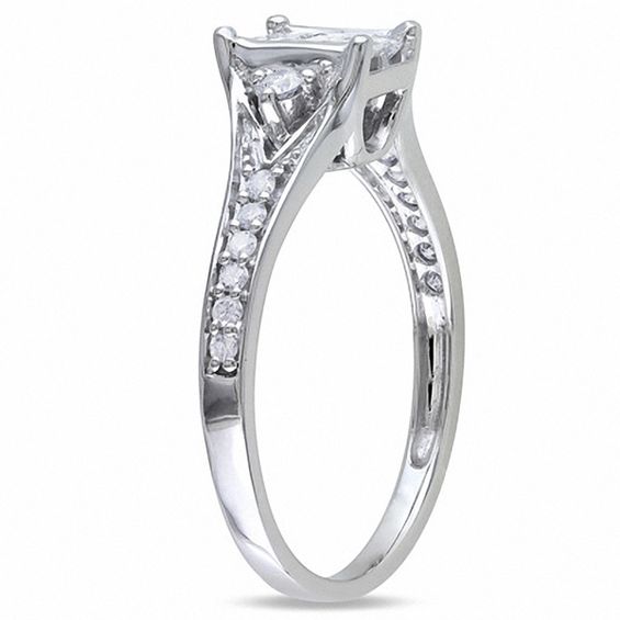 0.48 CT. T.W. Princess-Cut Diamond Rectangle Composite Engagement Ring ...