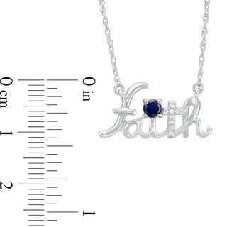 Lab-Created Blue Sapphire and Diamond Accent Cursive "faith" Necklace ...