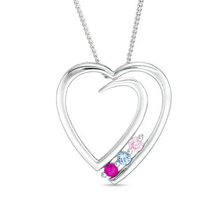 Mother's Birthstone Looping Heart Pendant (3 Stones) | Peoples Jewellers