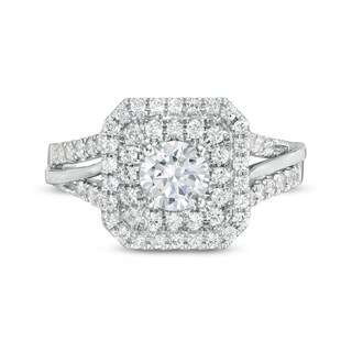 1.50 CT. T.W. Diamond Double Octagonal Frame Split Shank Engagement ...