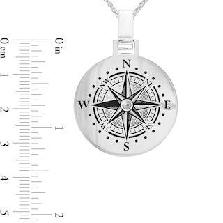 Men's Engravable Compass Disc Pendant in 10K White or Yellow Gold (1-4 ...