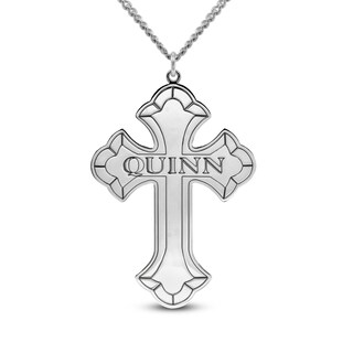 Men's Engravable Gothic-Style Cross Pendant (1 Line) | Peoples Jewellers