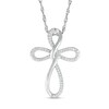0.116 CT. T.W. Diamond Loop Cross Pendant in Sterling Silver | Peoples ...