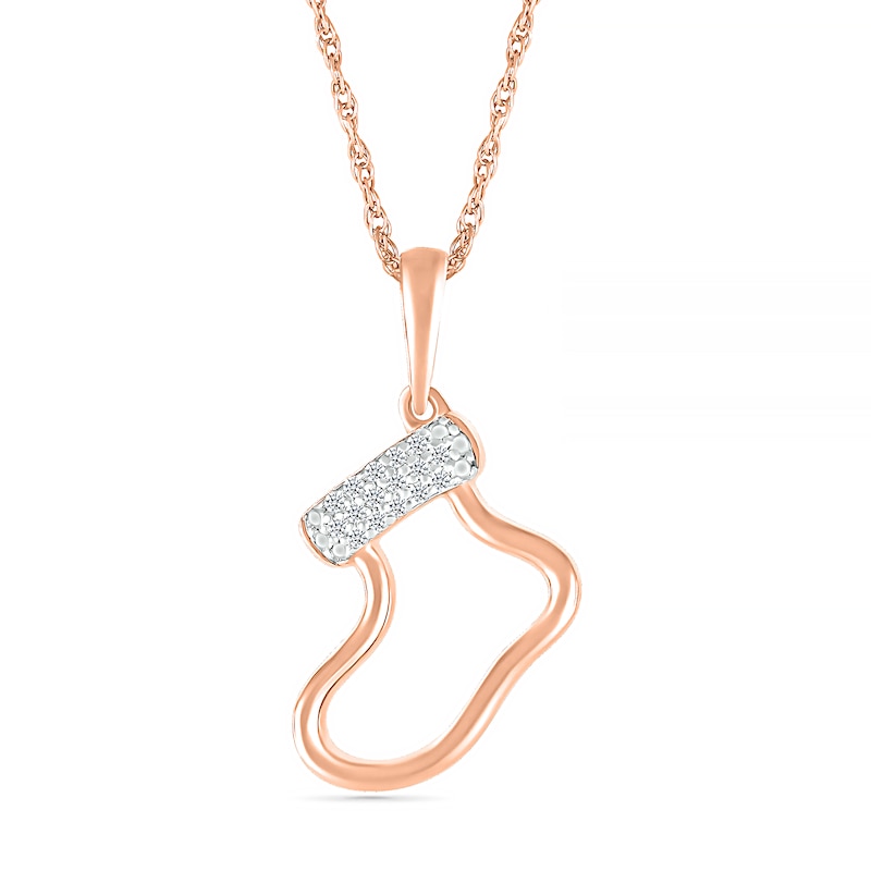 Diamond Accent Holiday Stocking Pendant in Sterling Silver with 14K ...