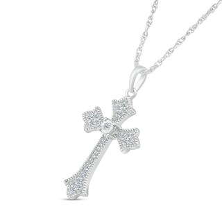 0.10 CT. T.W. Diamond Flared Gothic-Style Cross Pendant in Sterling ...
