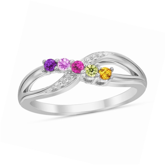 Mother's Gemstone and Diamond Accent Infinity Ring (3-5 Stones ...