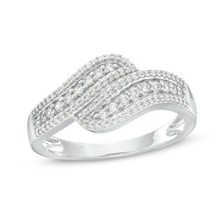 0.29 CT. T.W. Diamond Wave Triple Row Anniversary Band in 10K White ...