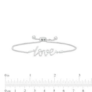 Diamond Accent Cursive Script "Love" Bolo Bracelet in Sterling Silver ...
