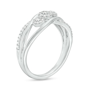 0.20 CT. T.W. Multi-Diamond Trio Orbit Ring in Sterling Silver ...