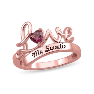 Heart-Shaped Gemstone Engravable LOVE Ring (1 Stone and Line) | Peoples ...
