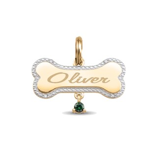 3.0mm Gemstone and Diamond Accent Engravable Dog Bone Pet Tag (1 Stone ...