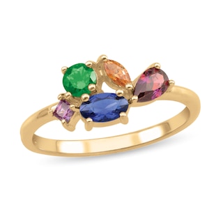 Mother's Multi-Shape Gemstone Cluster Ring (5 Stones) | Peoples Jewellers