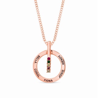 Gemstone Bar Engravable Circle Pendant (2-5 Stones and Lines) | Peoples ...
