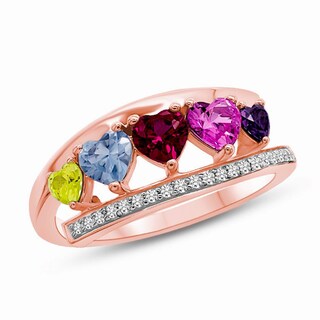 Heart-Shaped Gemstone and 0.08 CT. T.W. Diamond Bypass Open Shank Ring ...