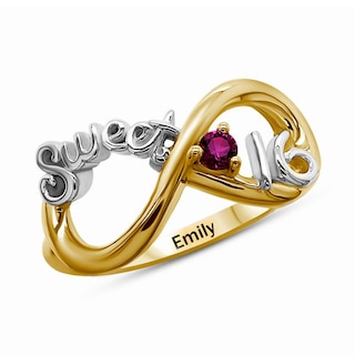 Gemstone Sweet 16 Engravable Infinity Ring (1 Stone and Line) | Peoples ...