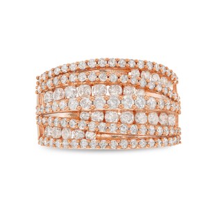1.95 CT. T.W. Diamond Layered Overlay Multi-Row Band in 10K Rose Gold ...
