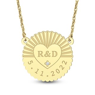 22.0mm Diamond Accent Engravable Sunray with Heart Scallop Disc ...