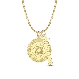 Engravable Graduation and Script Name Two Piece Charm Pendant (2 Lines ...