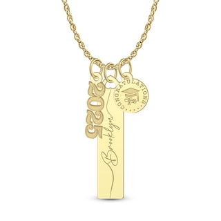 Engravable Graduation Year and Cap Three Piece Charm Pendant (1 Line ...