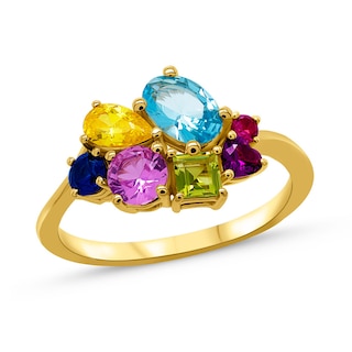 Multi-Shaped Birthstone Family Cluster Ring (2-7 Stones) | Peoples ...